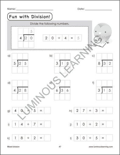 Grade 3 Multiplication and Division Workbook