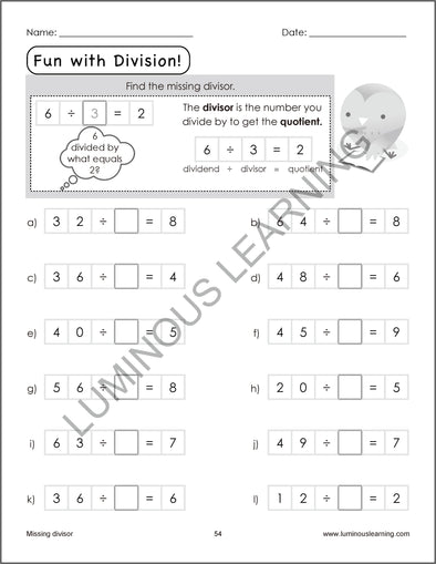 Grade 3 Multiplication and Division Workbook