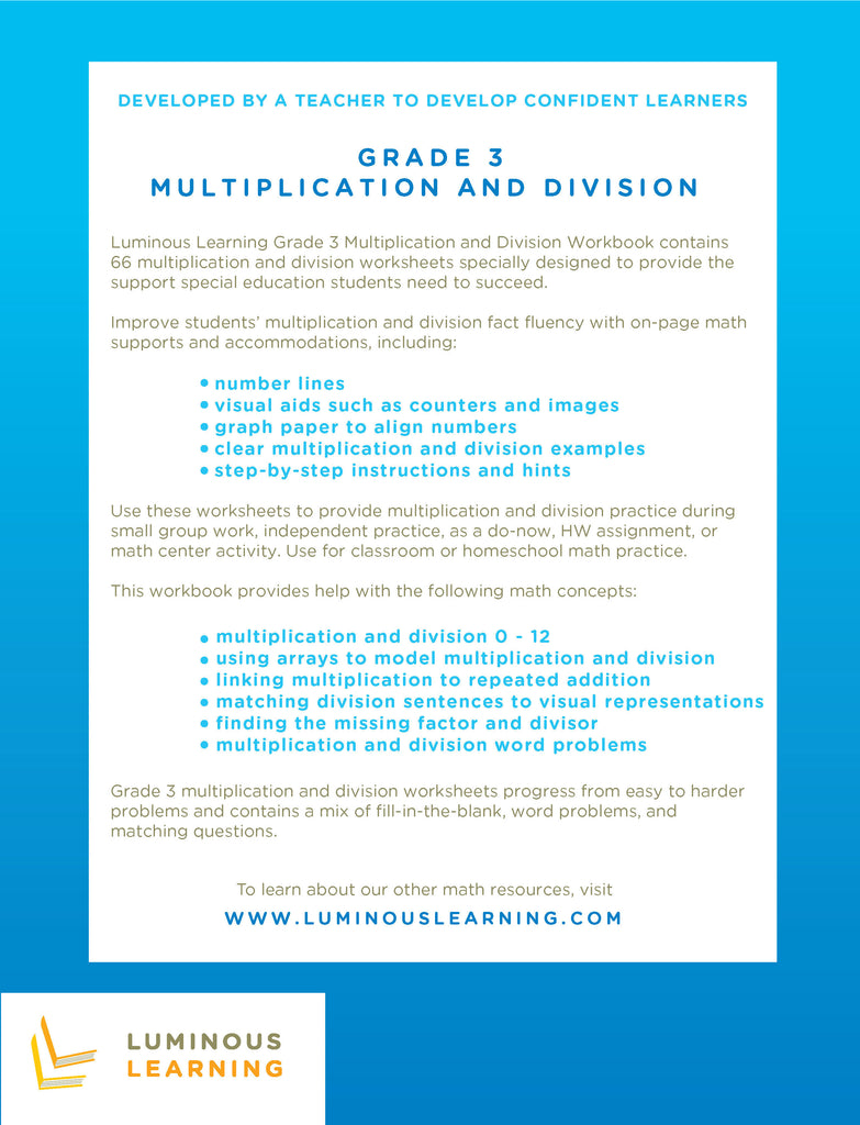 Grade 3 Multiplication and Division Workbook