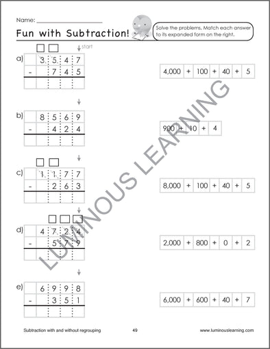 Grade 4 Addition and Subtraction Workbook