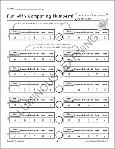 Number Sense & Place Value Worksheets - Special Ed - Grade 4