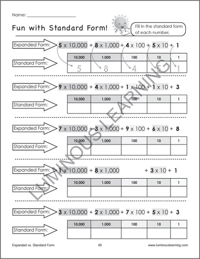 Number Sense & Place Value Worksheets - Special Ed - Grade 4
