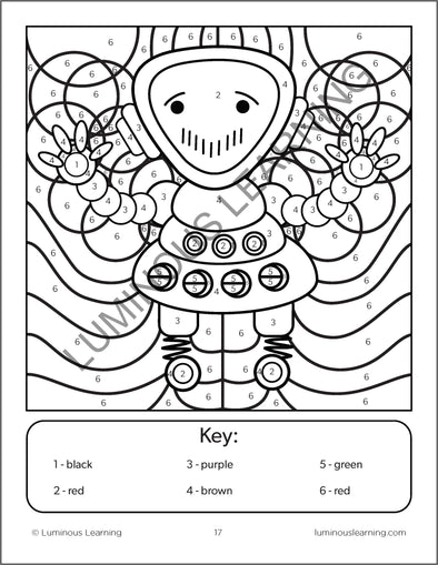 Color By Numbers - Robots - Math Activity Book For Kids