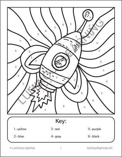 Color By Numbers - Space - Math Activity Book For Kids