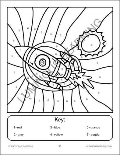 Color By Numbers - Space - Math Activity Book For Kids